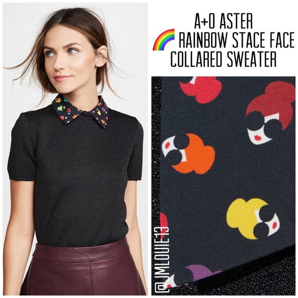 Alice + Olivia | Sweaters | Alice Olivia Aster Rainbow Stace Face Collared Sweater | Poshmark